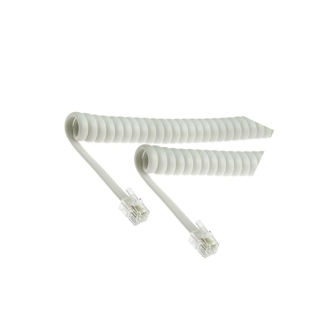 2X TEL-4C-01T-IV Kabel: Telefon spiralförmig,mit Zeilensprung elfenbein ...